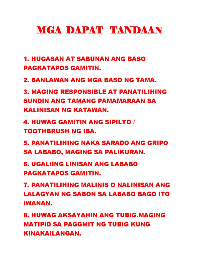Mga Dapat Tandaan | PDF