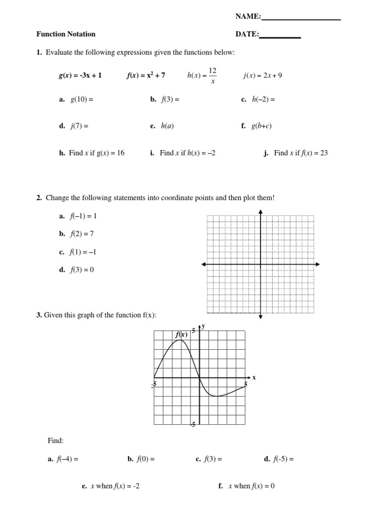 Function Notation Ws | PDF | Function (Mathematics) | Mathematical Analysis