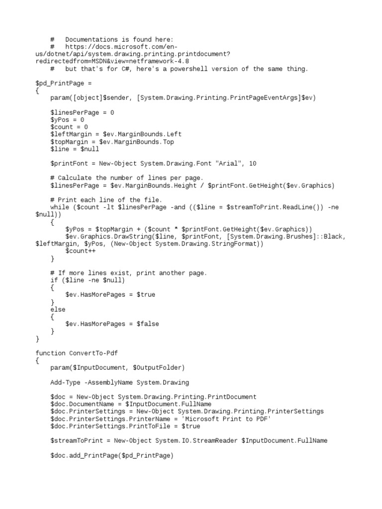 Powershell Print to PDF