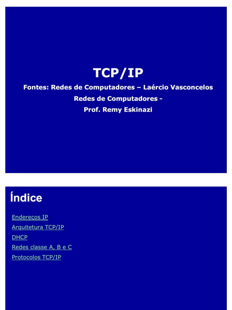 Aula 4 - TCP - IP | PDF | Endereço de IP | Protocolos da internet