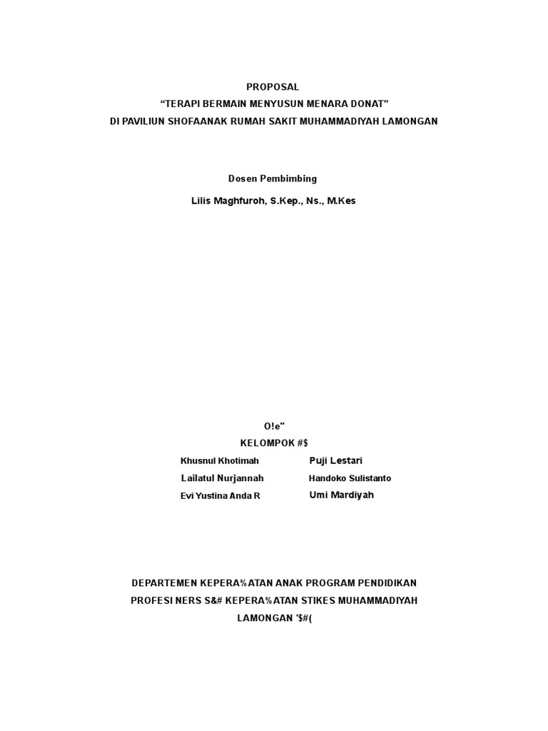 Proposal Terapi Bermain Menara Donat | PDF