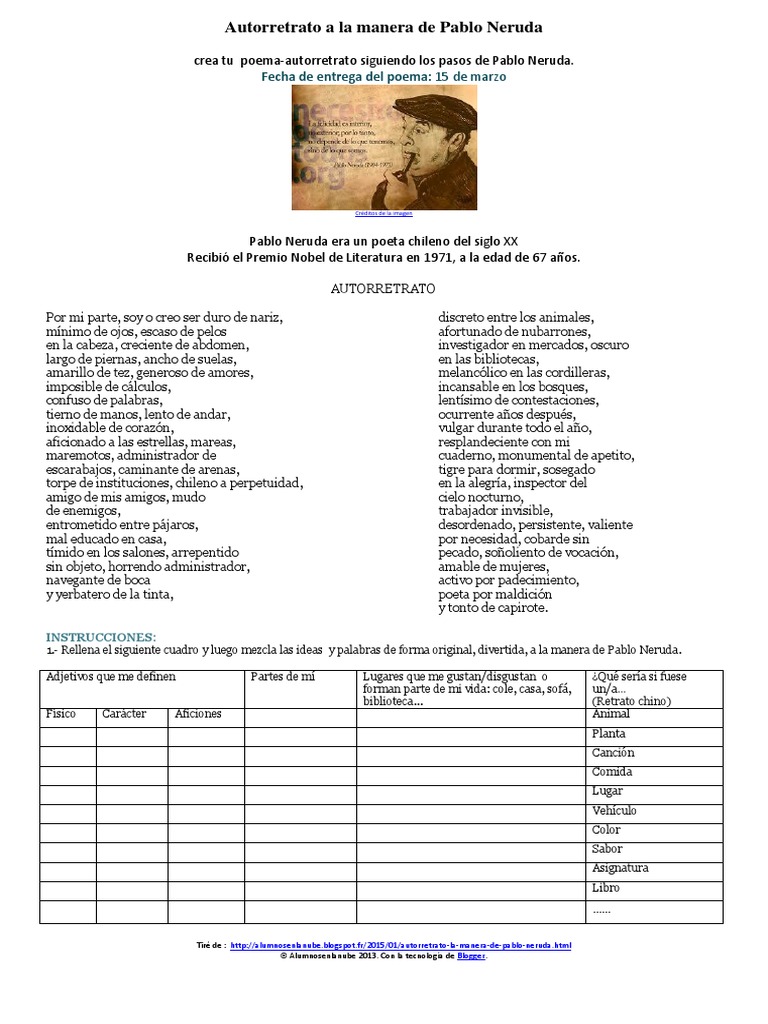 Autorretrato A La Manera de Pablo Neruda PDF | PDF
