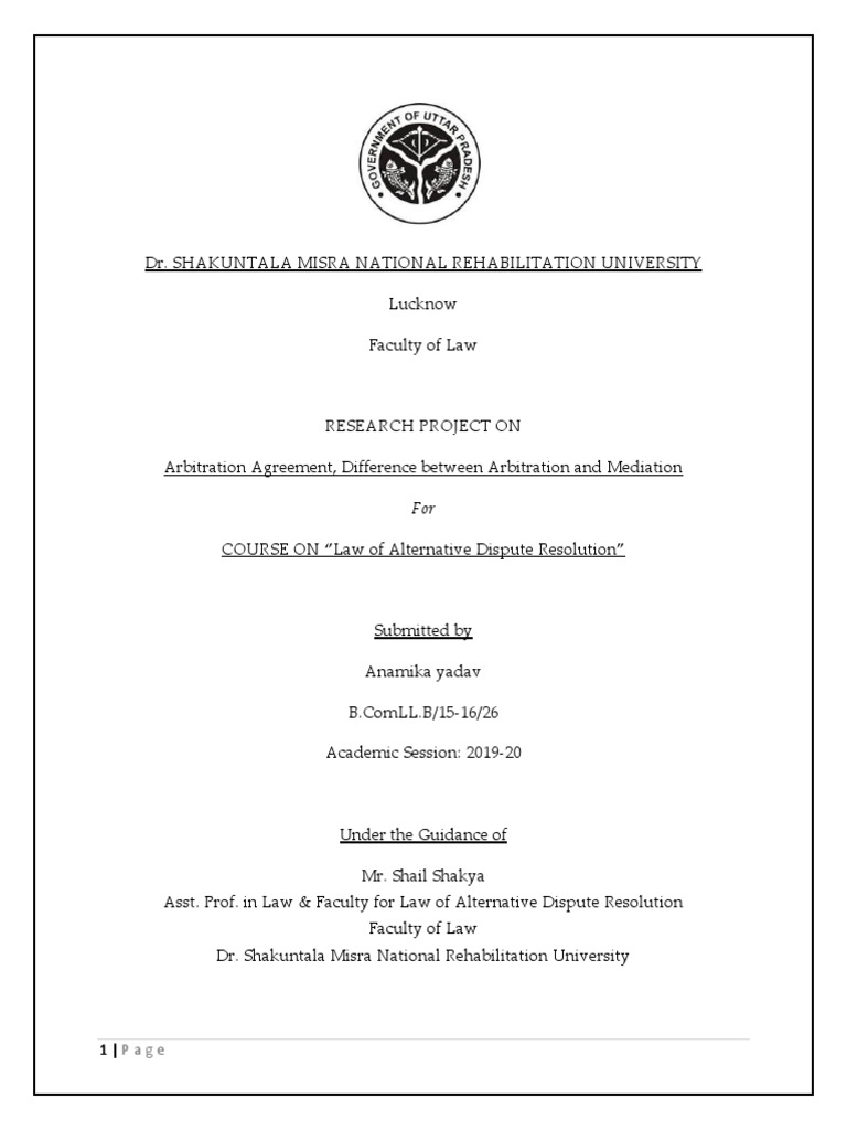 Adr Project Final | PDF | Arbitral Tribunal | Arbitration