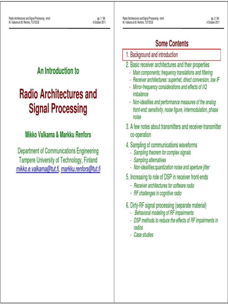 Radio Arch SP Short 2pp | PDF | Digital Signal Processing | Radio
