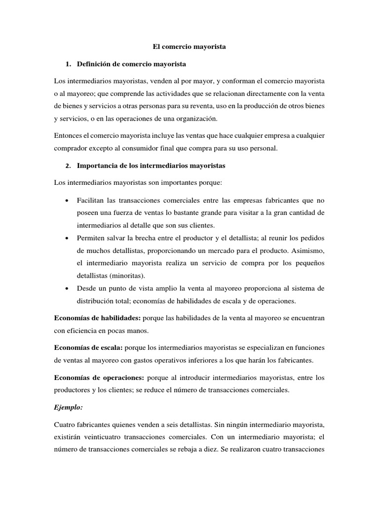 Definición y Tipos de Comercio Mayorista | PDF | Al por menor | Comercio