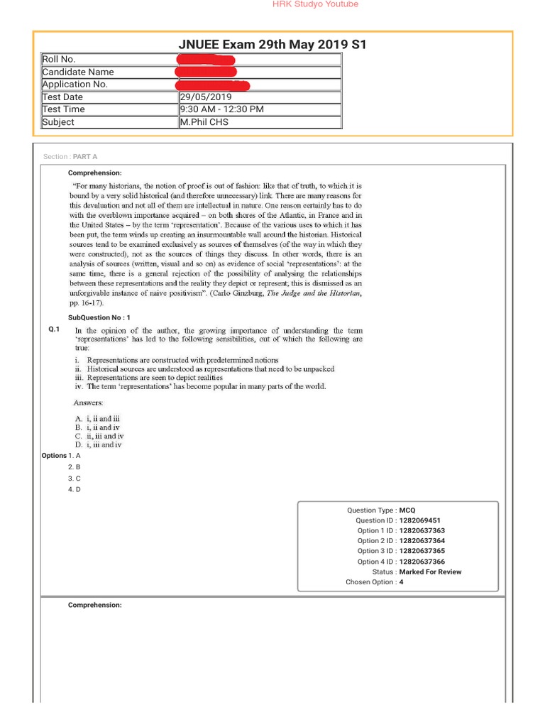 History Mphil 2019 | PDF | Multiple Choice | Educational Assessment And ...