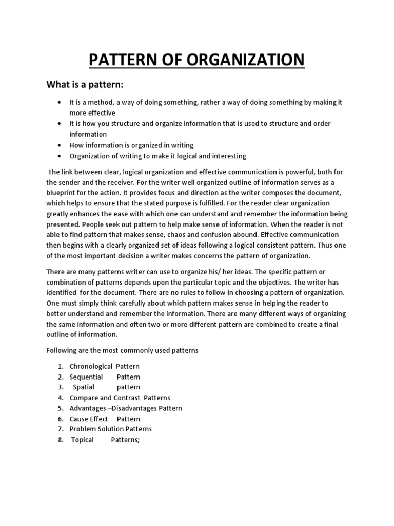 Pattern of Organization: What Is A Pattern | PDF