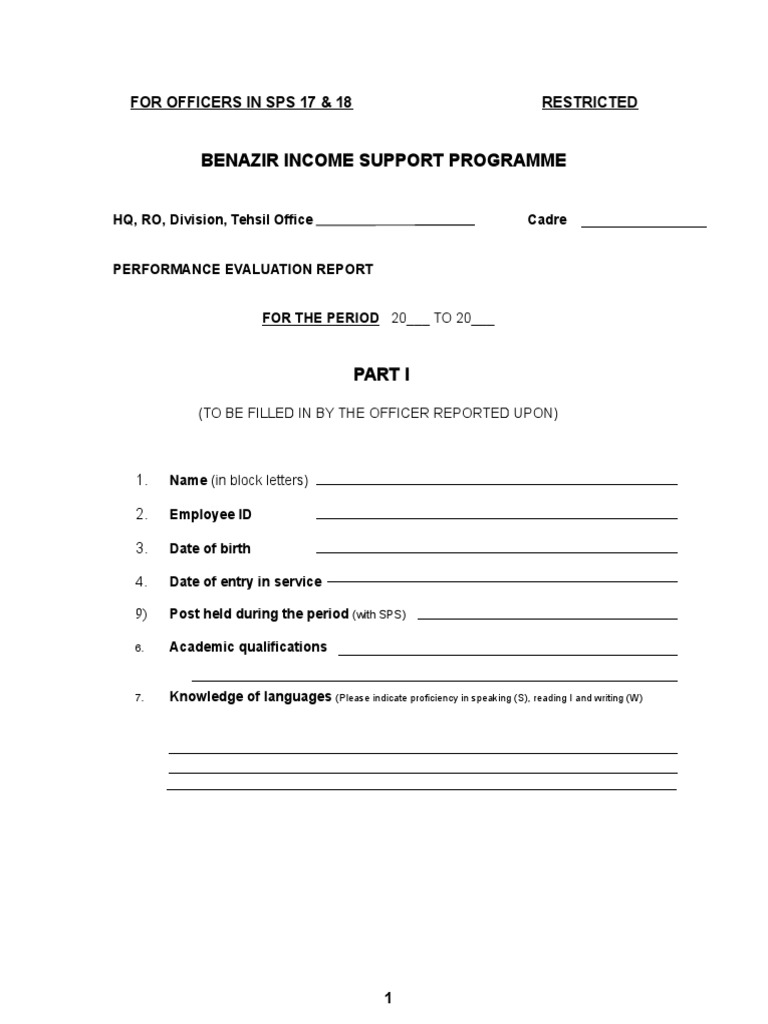 BISP ACR Form BS 17 Above | PDF | Psychological Concepts