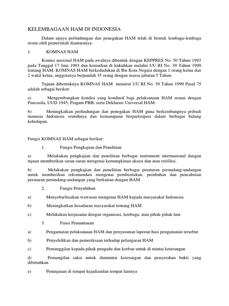 Tujuan Dan Fungsi Komnas Ham