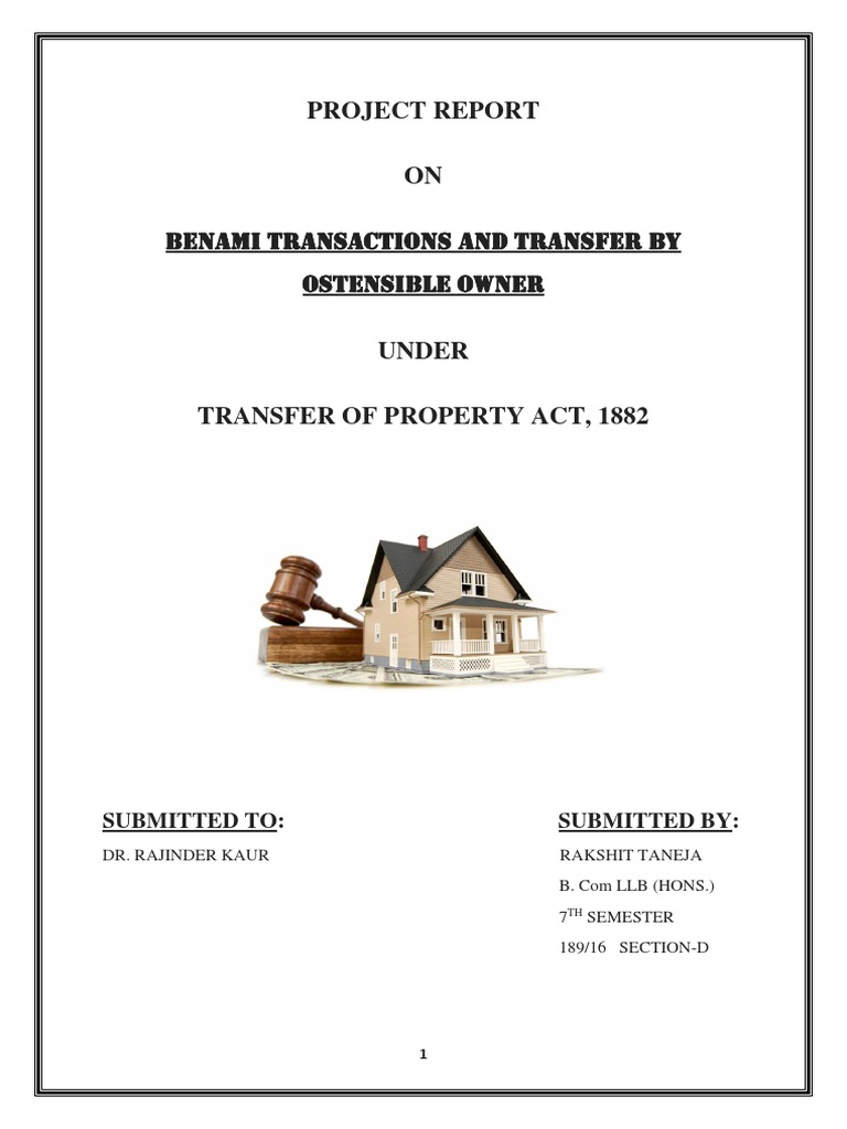 Concept of Benami Transactions and Transfer by Ostensible Owner | PDF ...