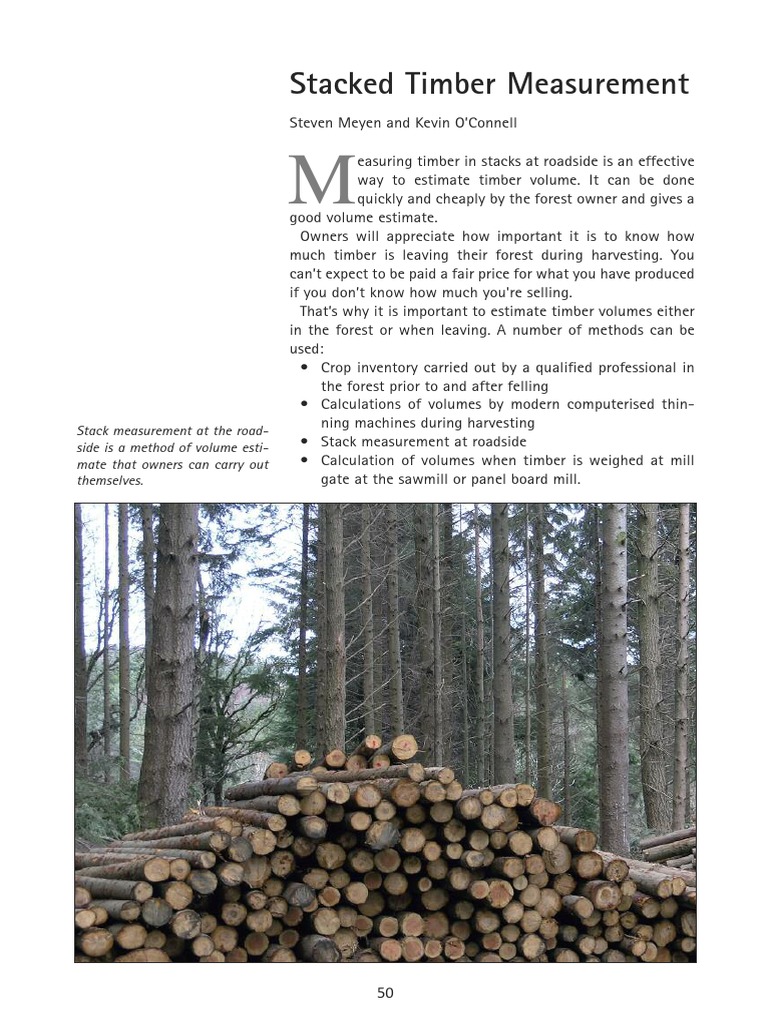 Stacked Timber Measurement 2012 | PDF | Area | Lumber
