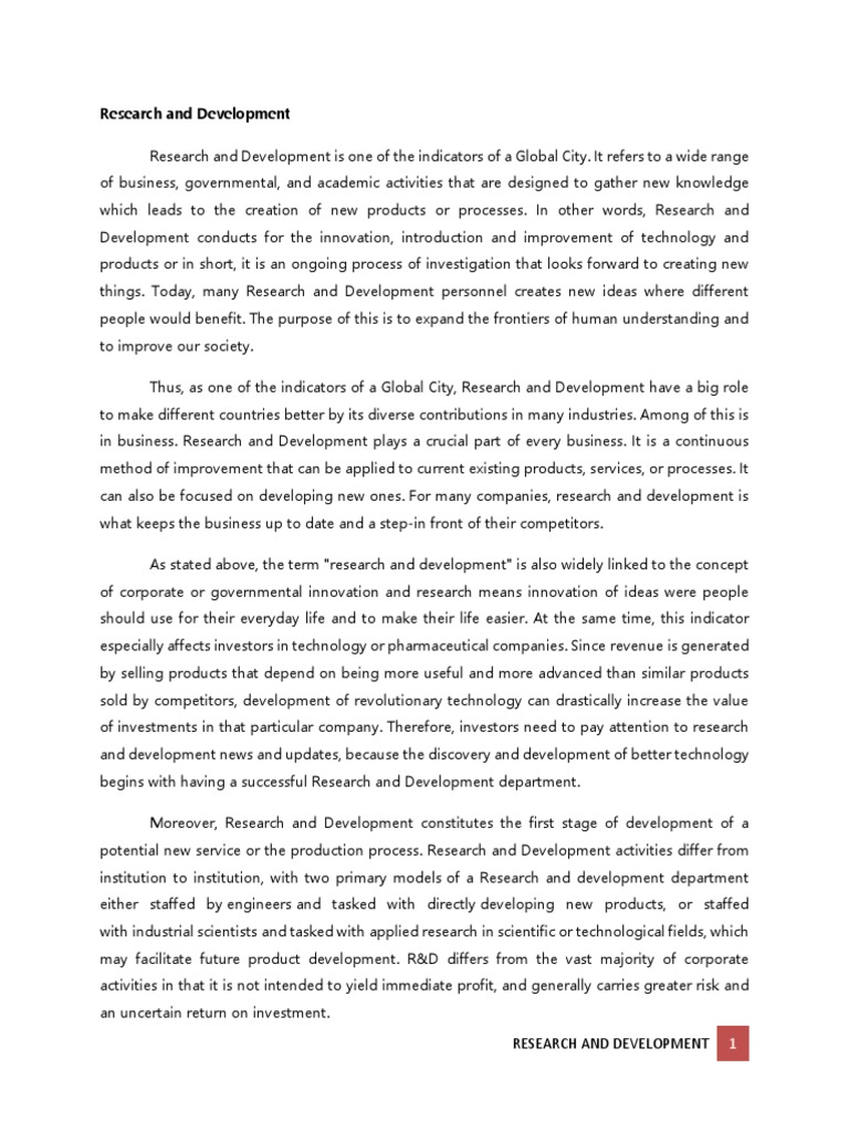 Research and Development | PDF | Research And Development | Innovation