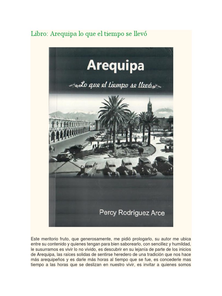 Percy Rodriguez Arce - Arequipa Lo Que El Tiempo Se Llevó | PDF