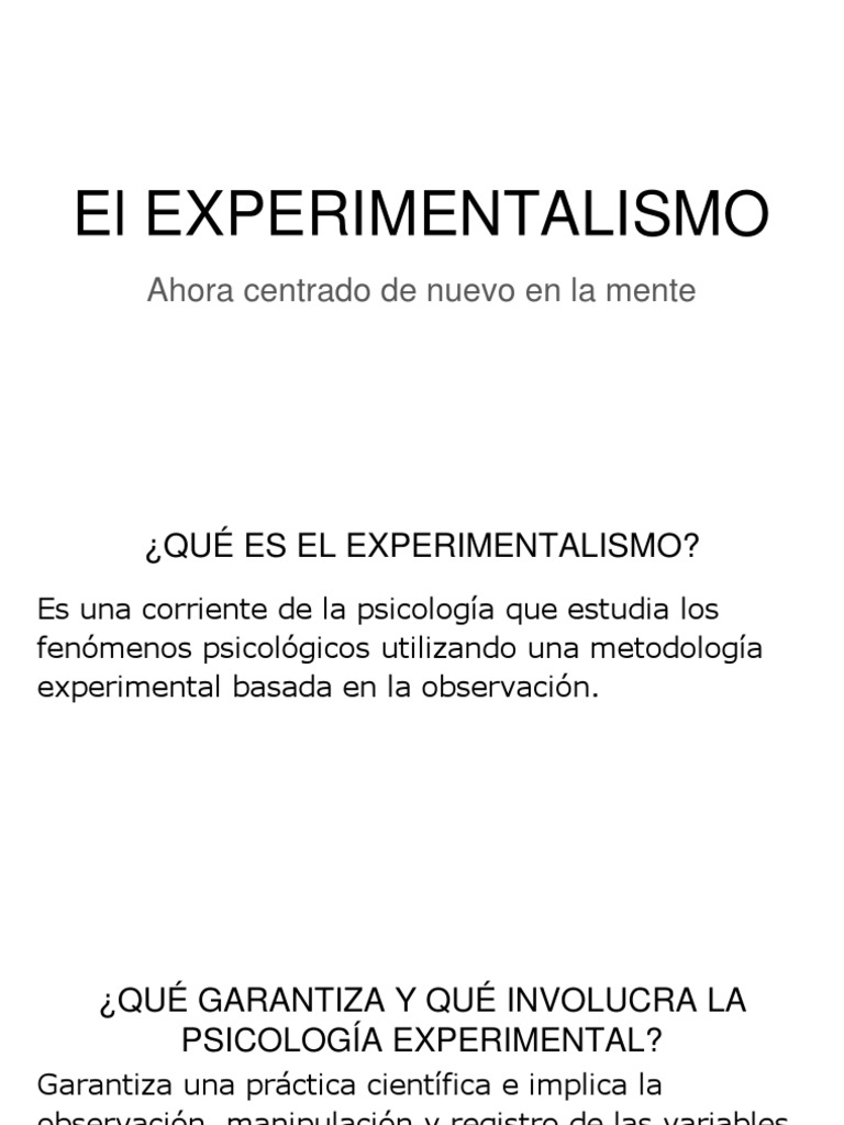 Experimentalismo | PDF | Psicología cognitiva | Sicología