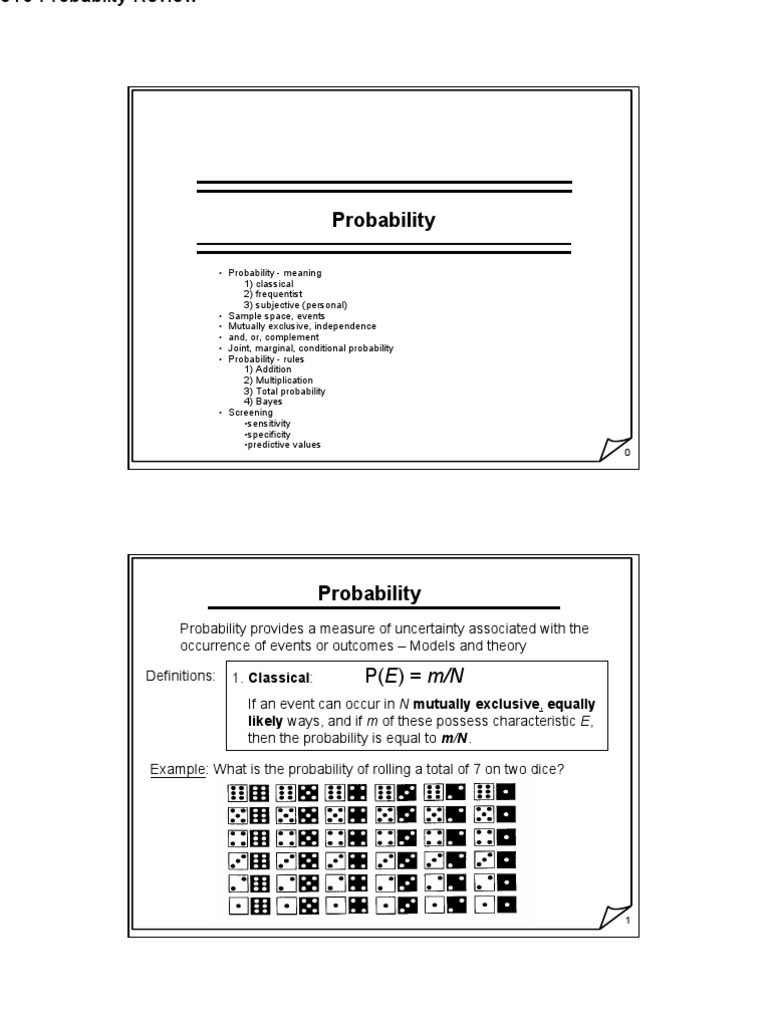 516 Probabilty Review: Probability | PDF | Sensitivity And Specificity ...