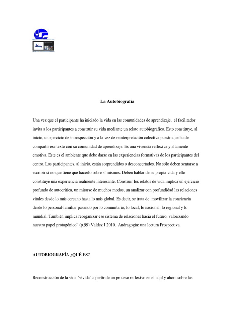 Autobiografía Esquema PDF | PDF | Epistemología | Aprendizaje