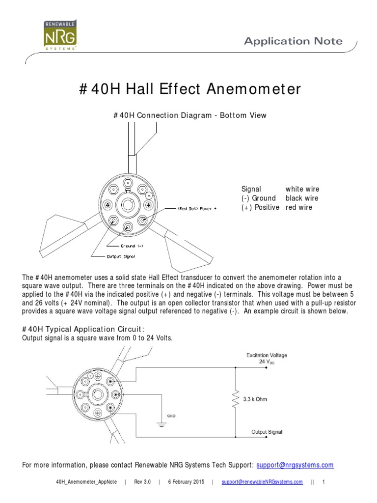 #40H Hall Effect Anemometer: #40H Connection Diagram - Bottom View | PDF