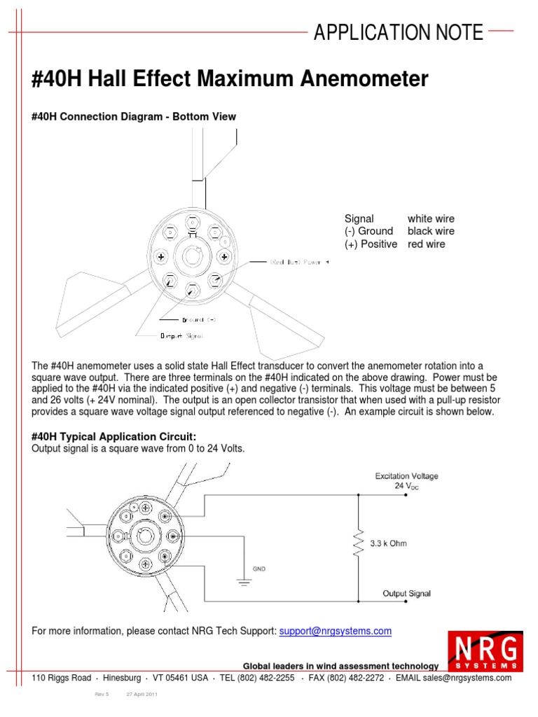 Application Note #40H Hall Effect Maximum Anemometer: #40H Connection ...