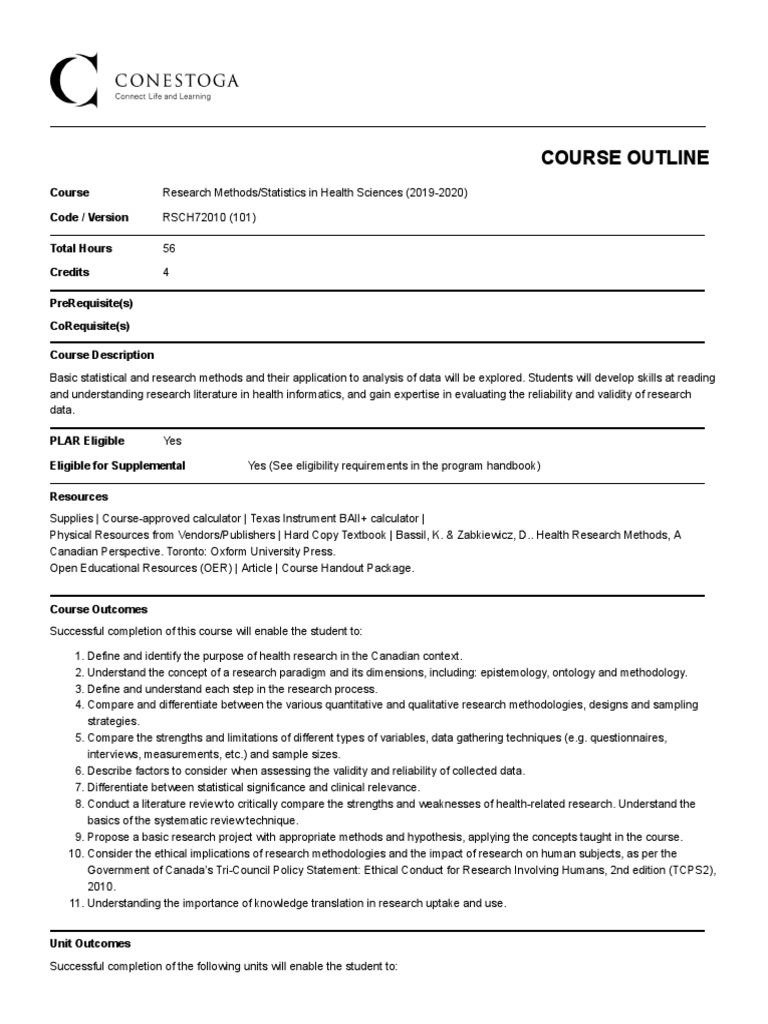 Health Research Methods Course Outline | PDF | Qualitative Research ...