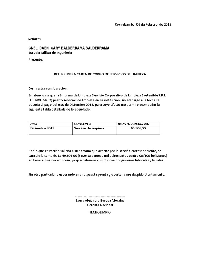 Carta de Cobranza | PDF