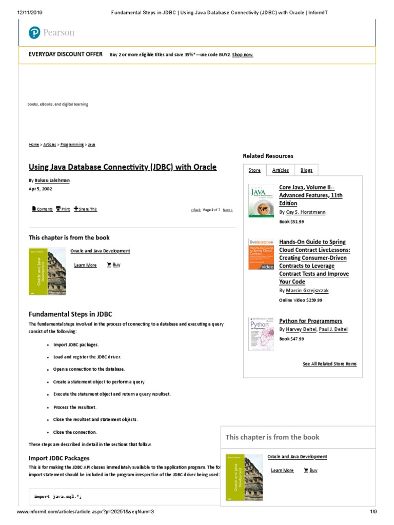 Fundamental Steps in JDBC - Using Java Database Connectivity (JDBC) With Oracle - InformIT | PDF ...