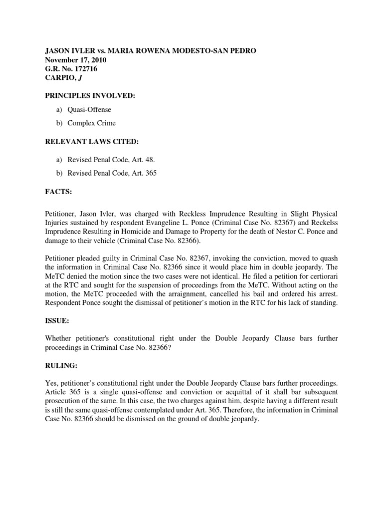 Ivler vs. San Pedro | PDF