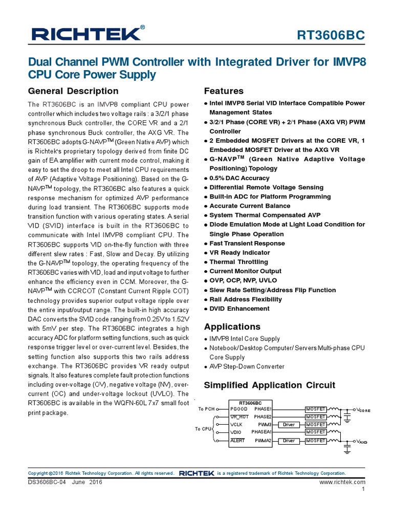 RT3606B | PDF | Mosfet | Analog To Digital Converter