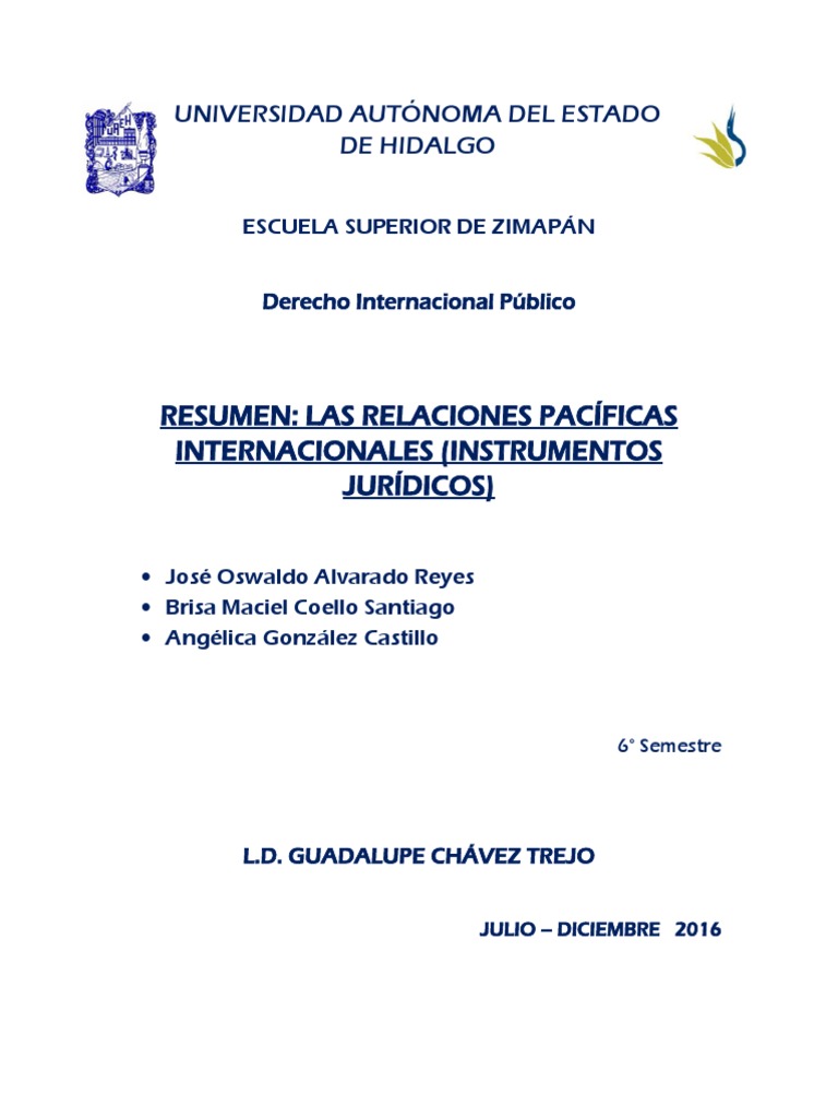 Las Relaciones Pacificas Internacionales Los Instrumentos Jurídico1 ...
