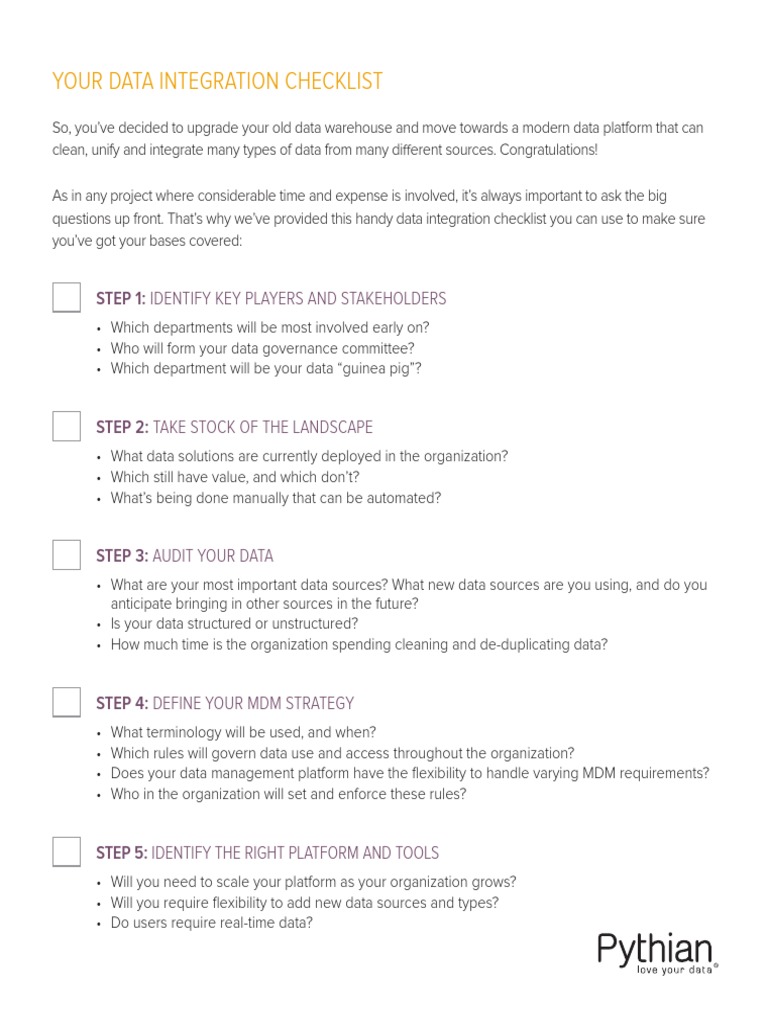 Data Integration Checklist | PDF