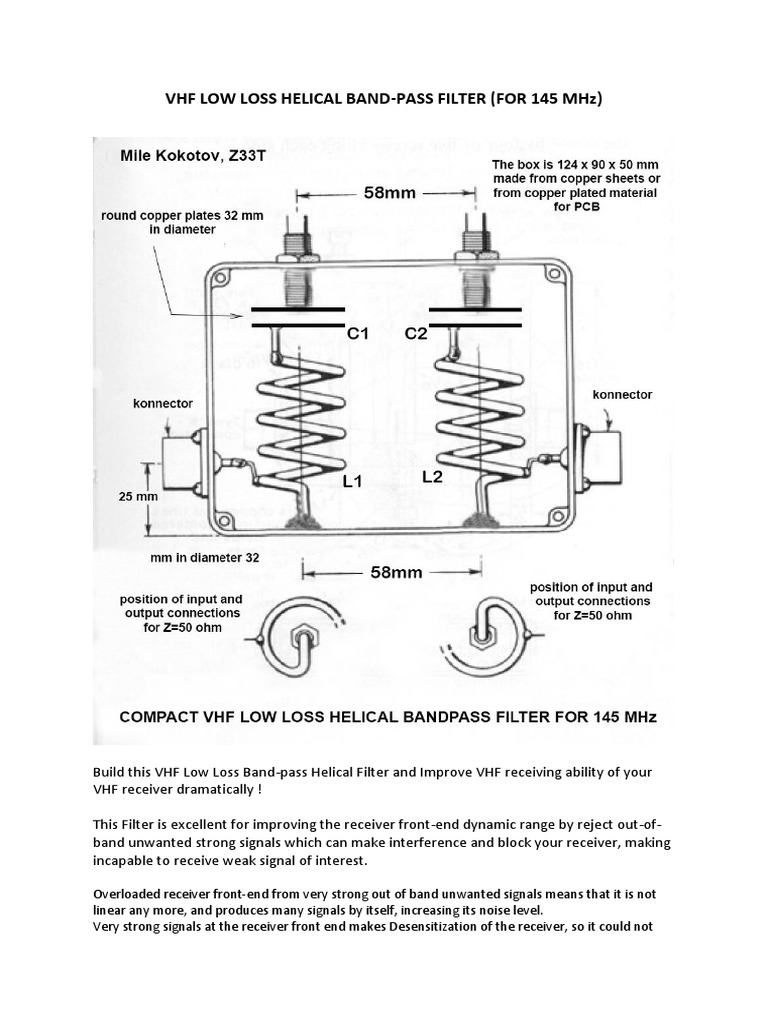 VHF Helical Band-Pass Filter Guide | PDF | Bandwidth (Signal Processing ...