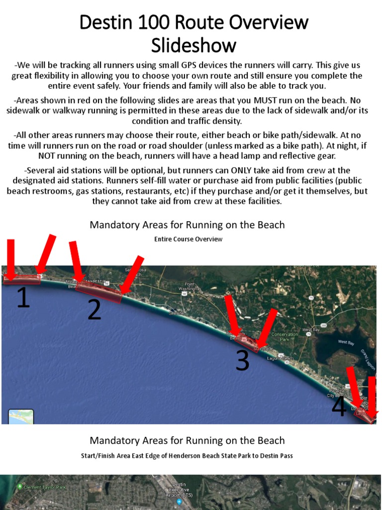 destin 100 route overview slideshow