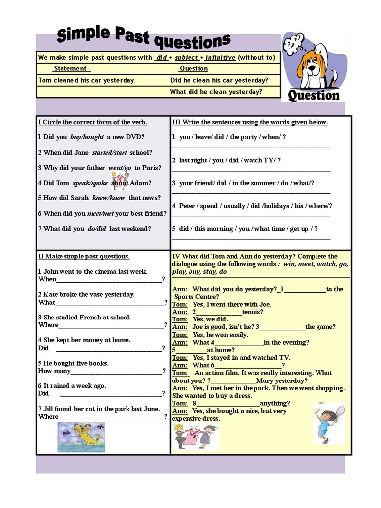 Simple Past Questions Exercises | PDF