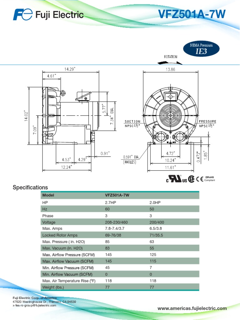 Fuji Electric VFZ501A 7W Datasheet | PDF | Machines | Gases