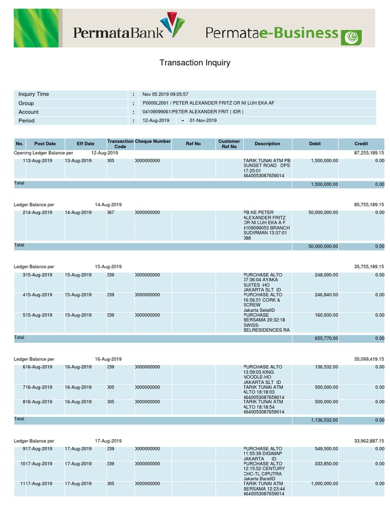 Peter Fritz Permata Statement PDF | PDF | Debits And Credits | Debit Card