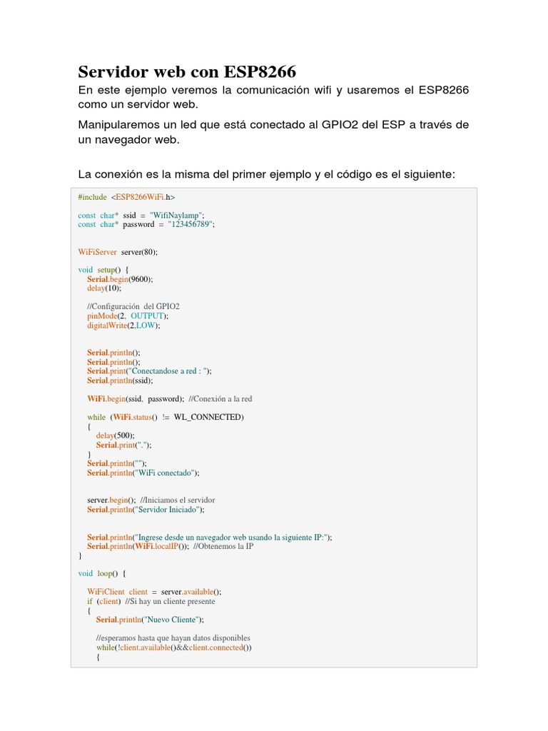 Servidor Web Con ESP8266 - LED | PDF | Servidor web | Internet y web