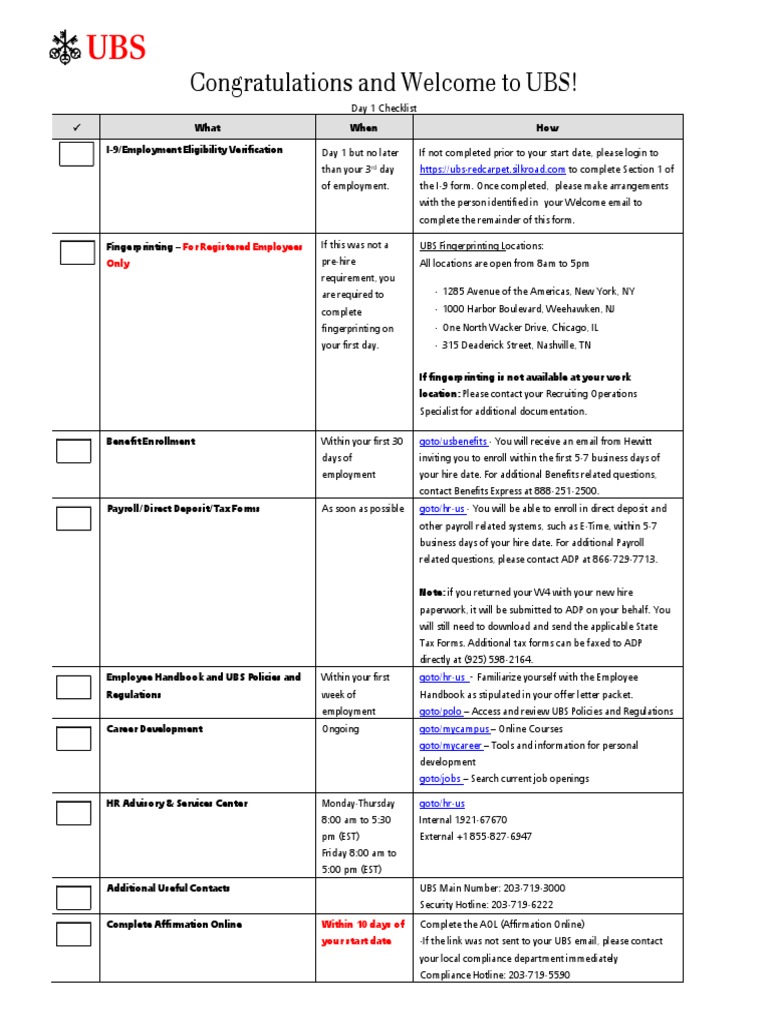 Day 1 Checklist 2018 | PDF | Payroll | Employment