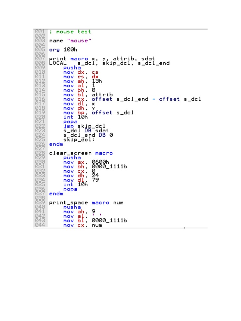 Emu8086 Codigo de Mause | PDF | Áreas de informática | Ingeniería de ...