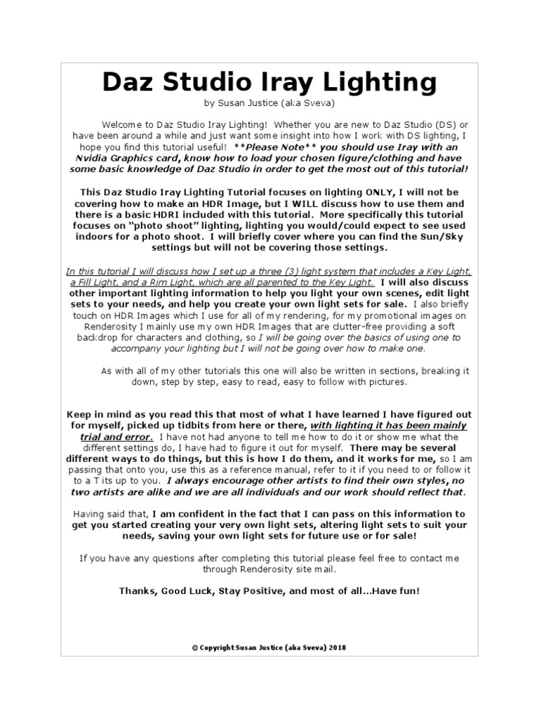 Daz Studio Lighting Tutorial | PDF | High Dynamic Range Imaging ...