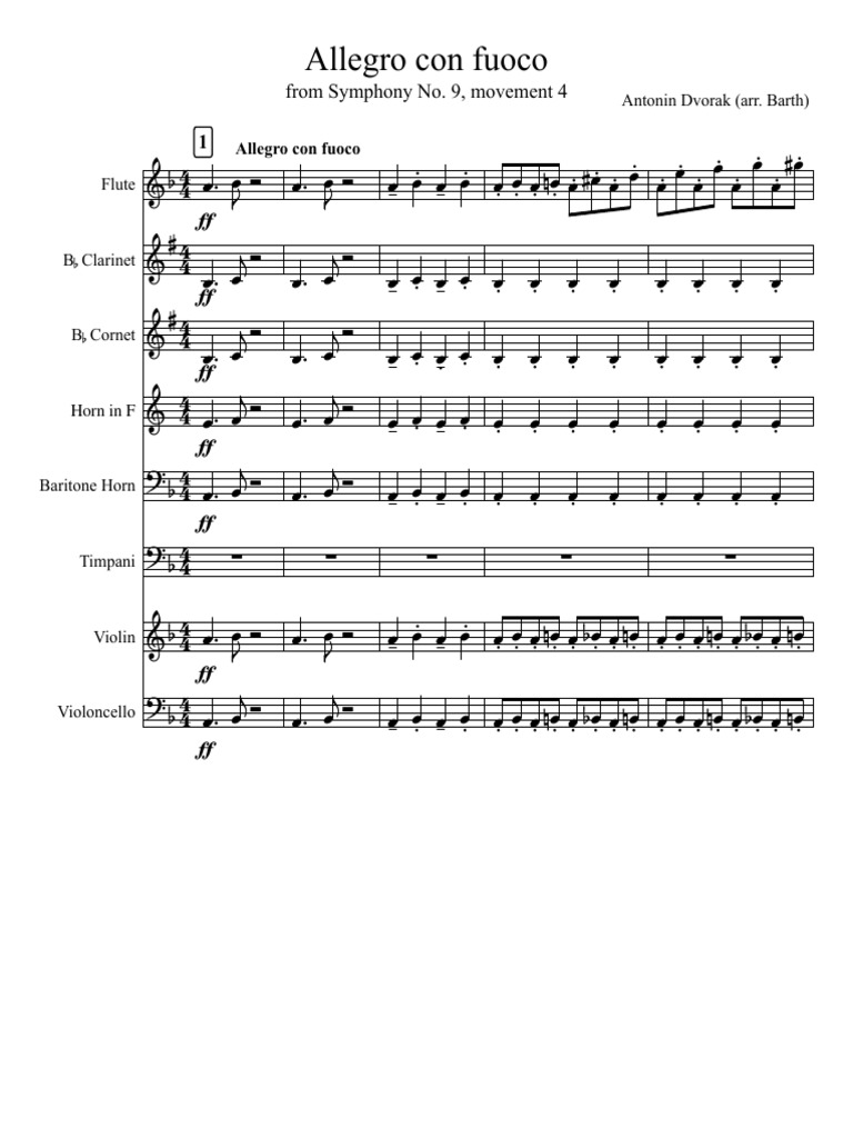 Allegro Con Fuoco From Dvorak Symphony 9 New World | PDF