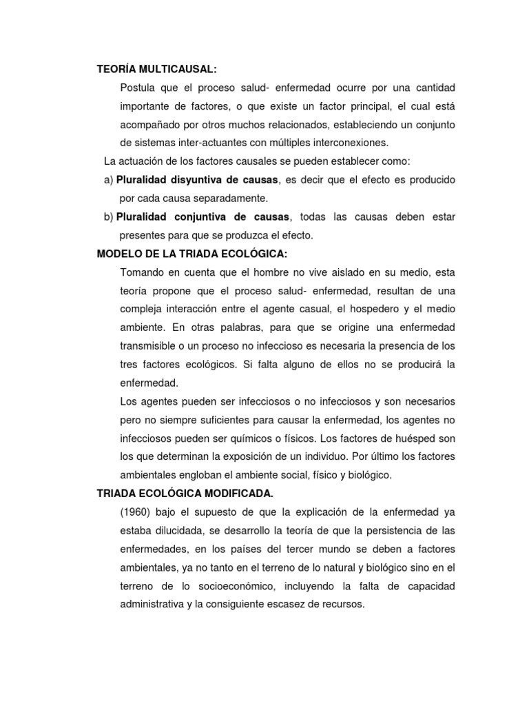 Teoría Multicausal en Salud y Enfermedad | PDF