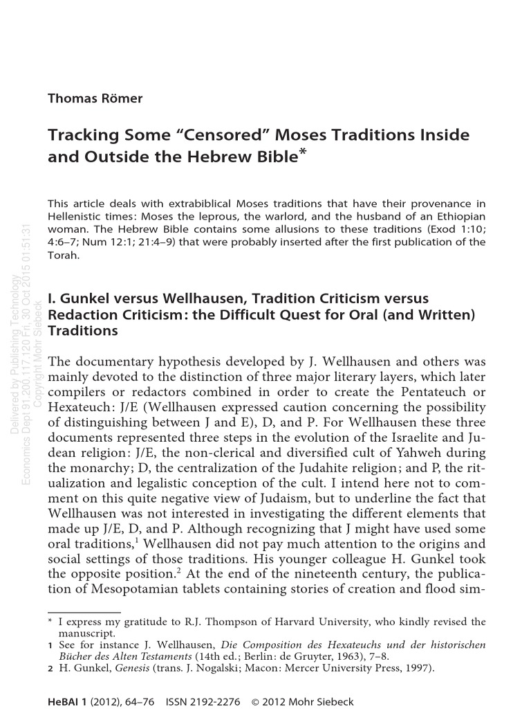 Moses Traditions | Download Free PDF | Moses | The Exodus