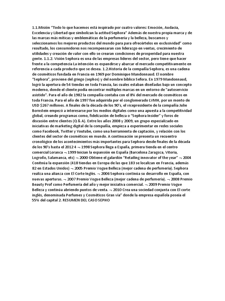 Historia y Expansión de Sephora | PDF | Marketing | Al por menor