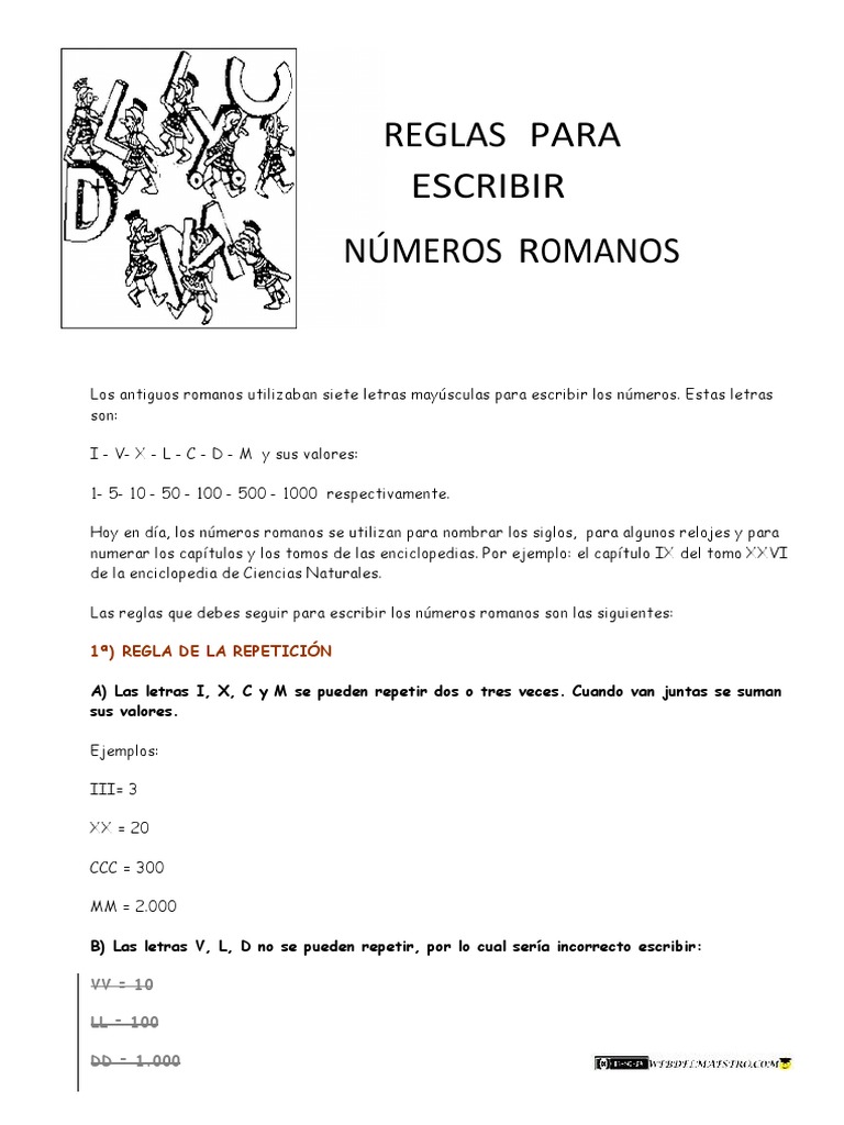Reglas para Escribir Números Romanos | PDF