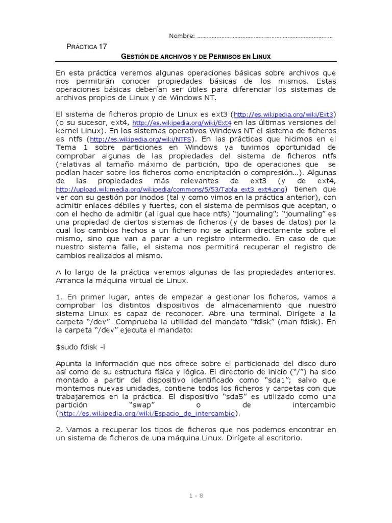 Practica17 Examen Linux | PDF | Archivo de computadora | Sistema operativo