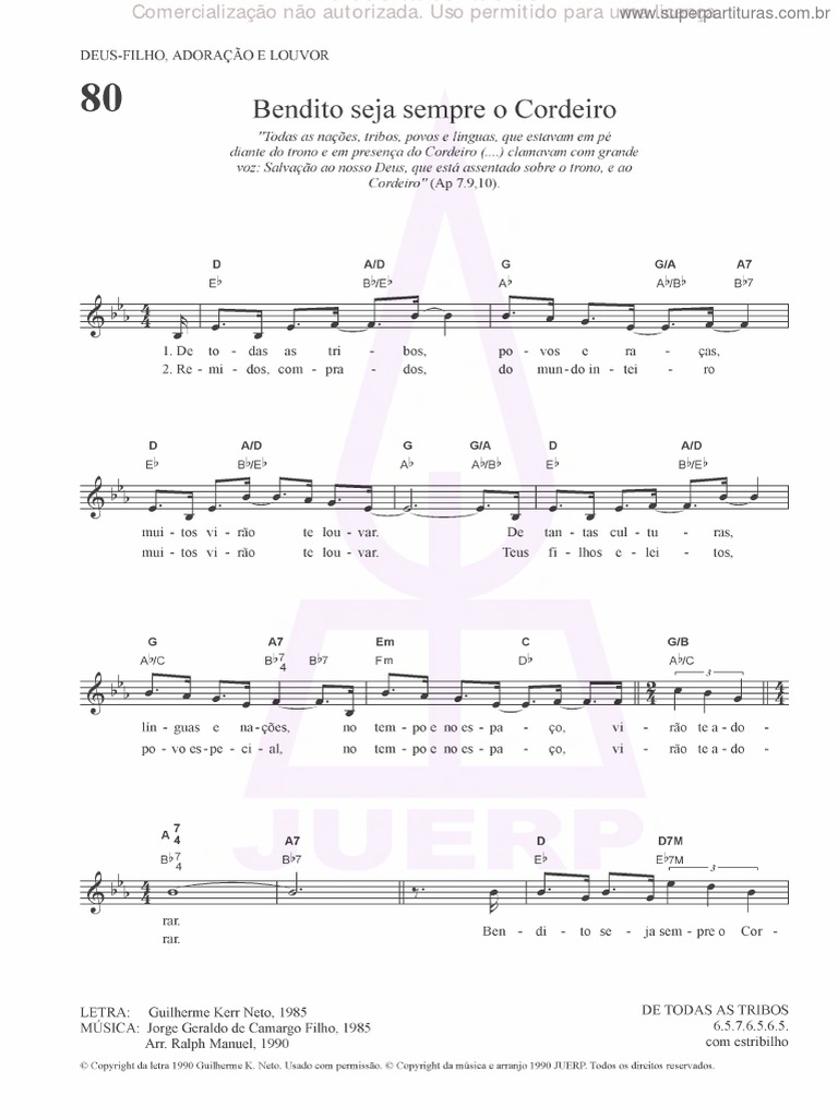 (Superpartituras - Com.br) Bendito Seja Sempre o Cordeiro 80 HCC | PDF
