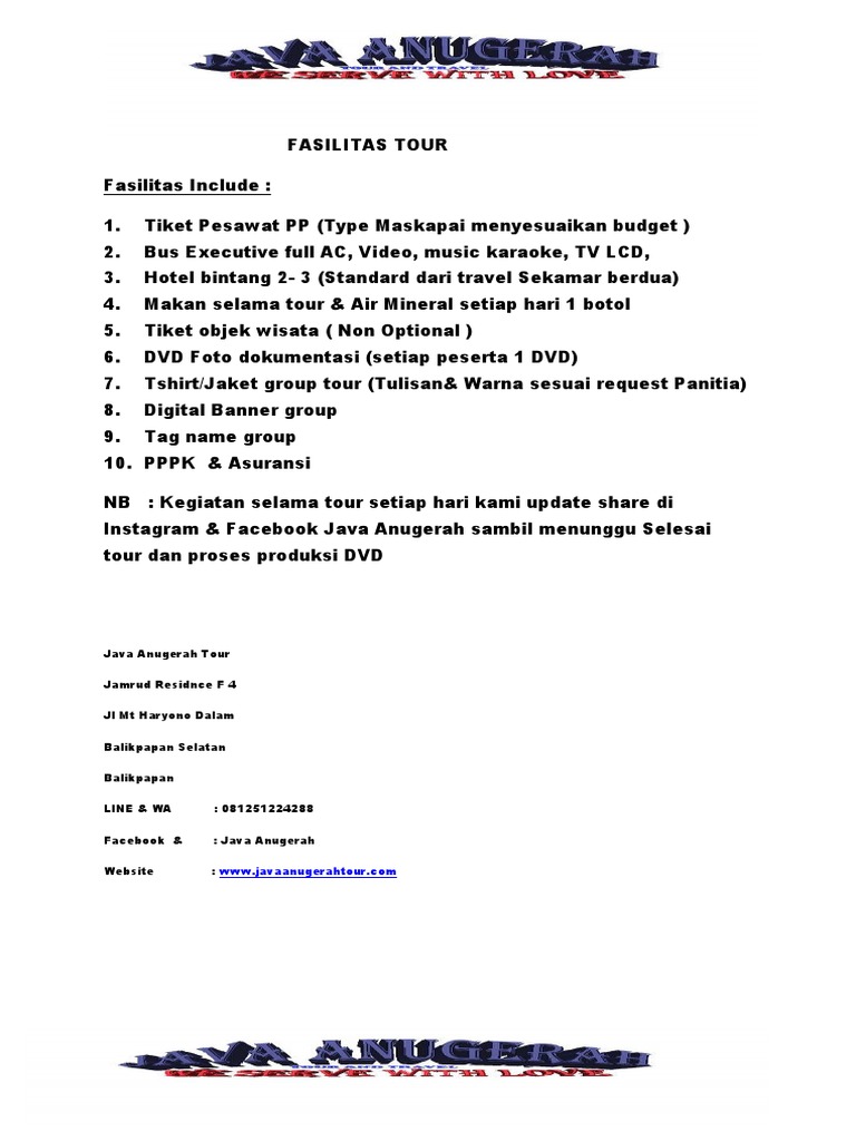 Contoh Schedule Trip | PDF | Bisnis | Perjalanan