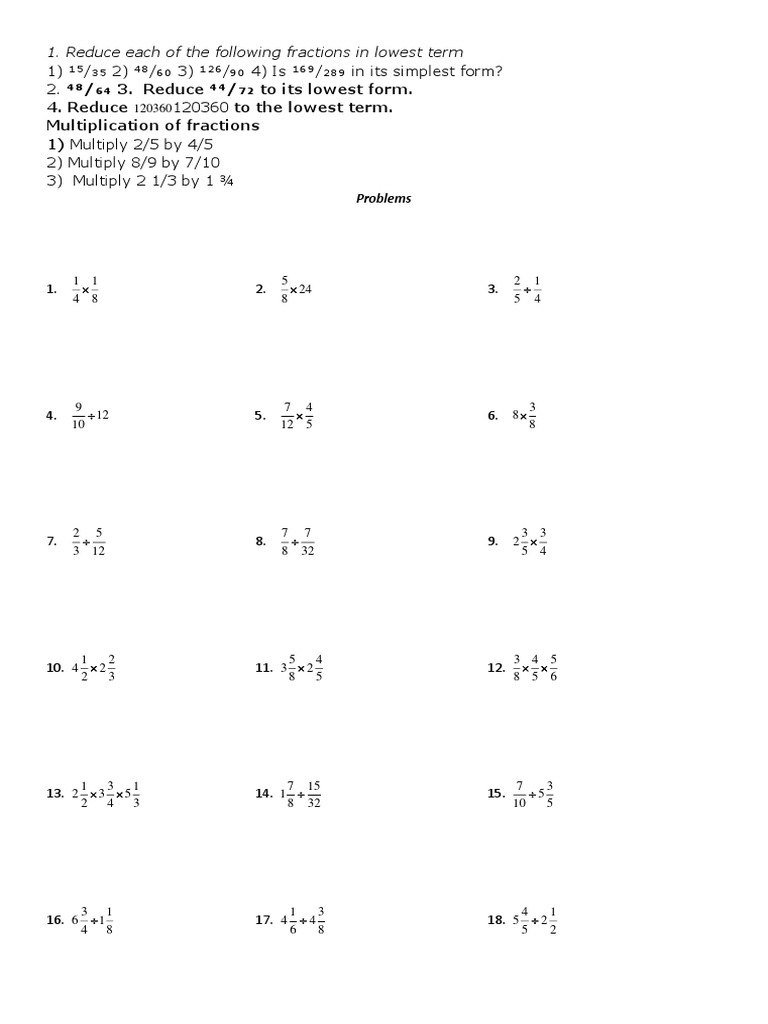 Simplifying and Multiplying Fractions | PDF | Computers