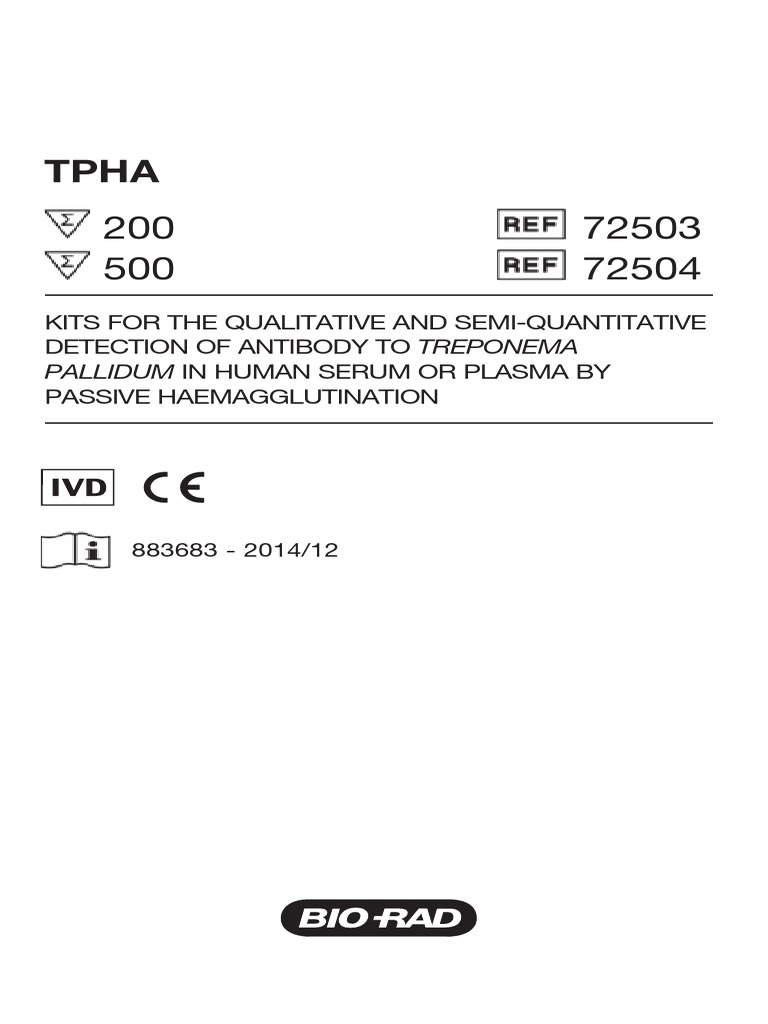 Insert Kit TPHA | PDF | Sensitivity And Specificity | Infection