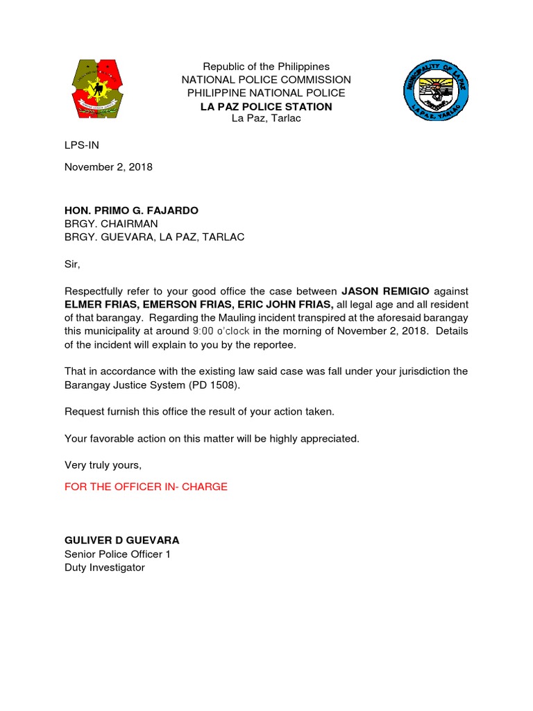 Barangay Mauling Incident Report | PDF