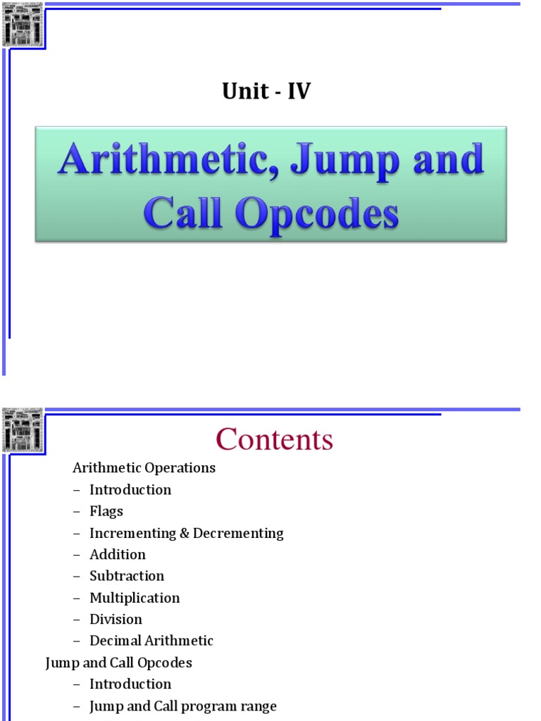 Arithmetic Operations and Jump Instructions in 8051 Microcontroller ...